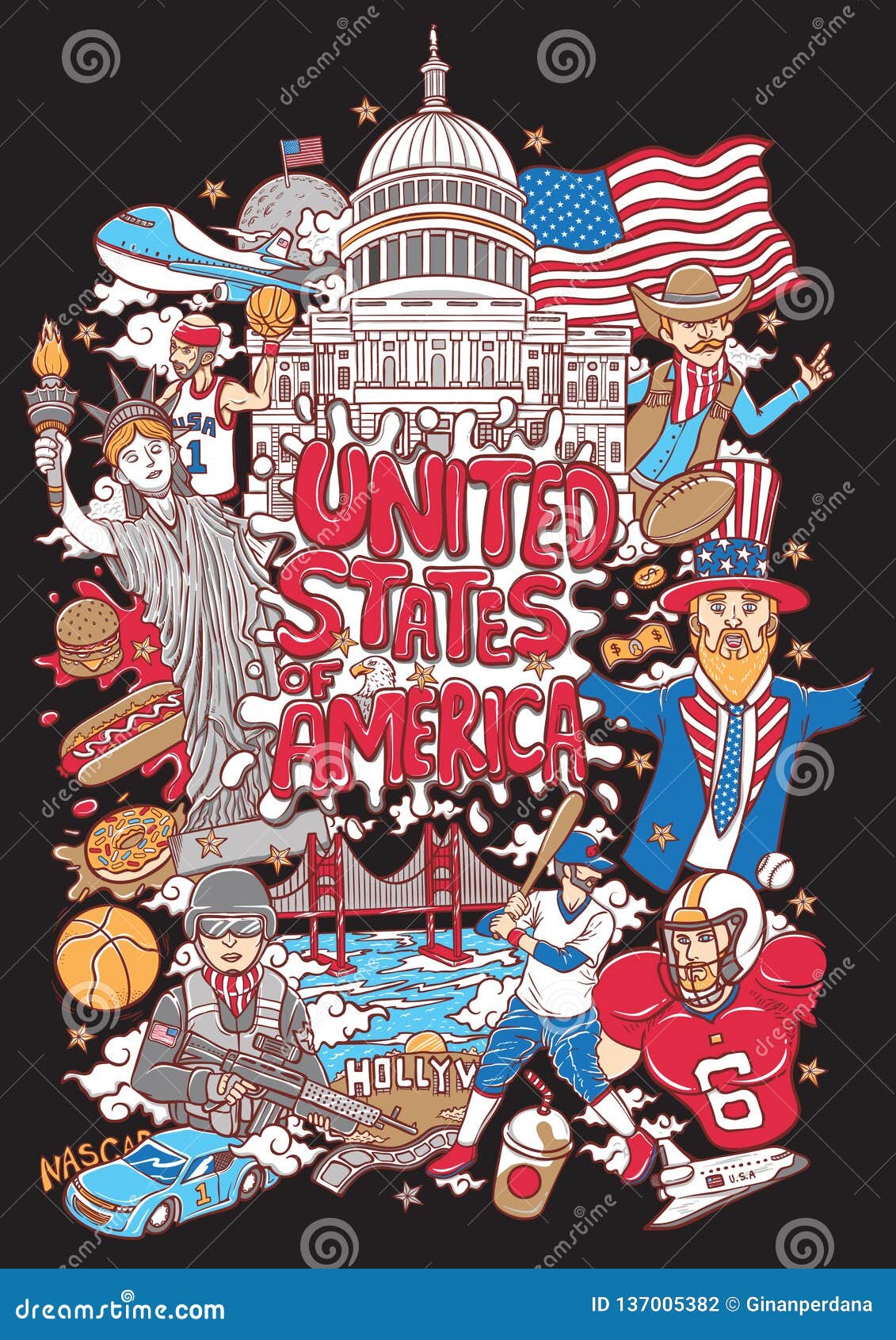 Welcome To United States Of America Illustration Stock Vector