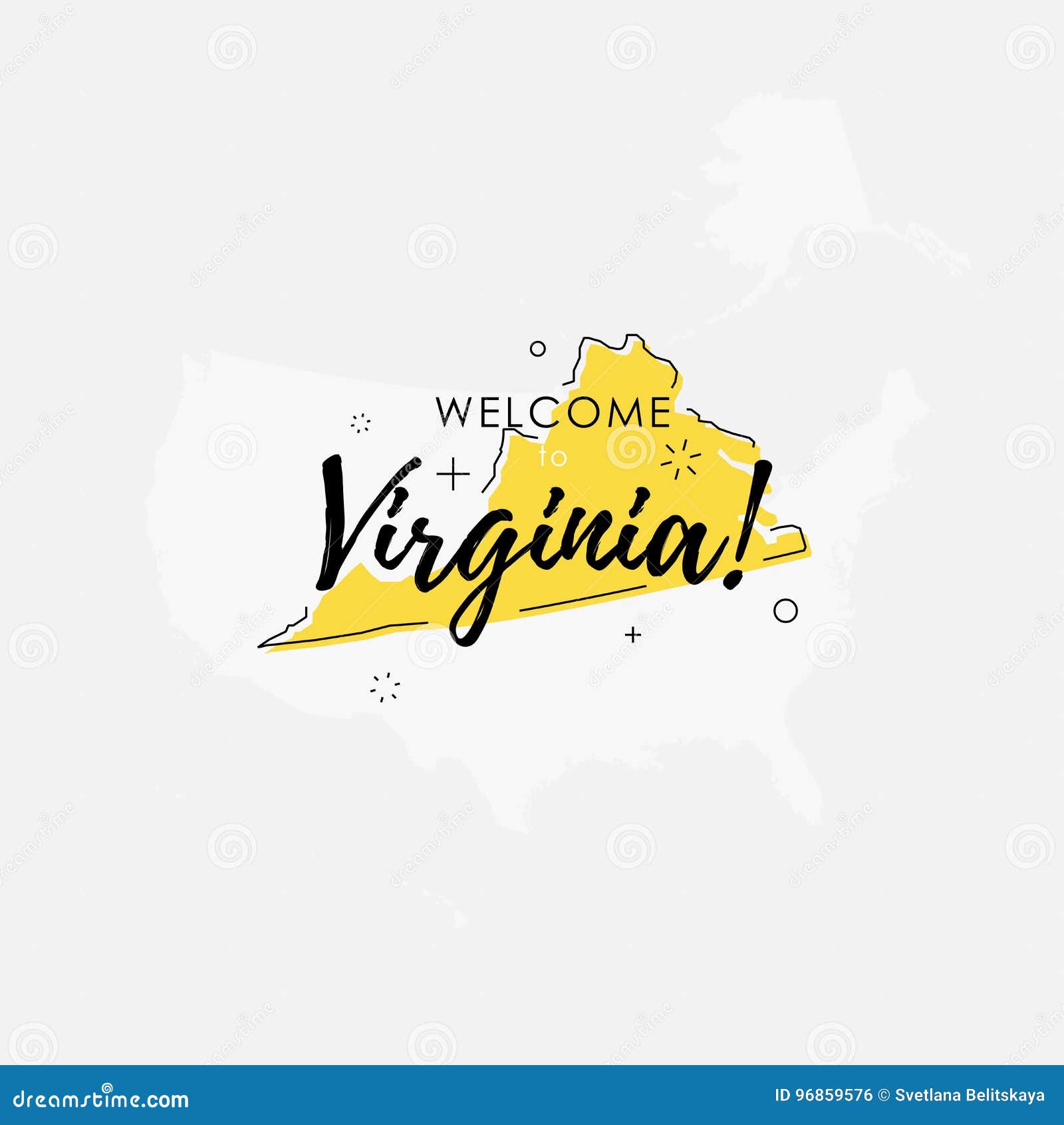 Welcome To Virginia State Map Stock Illustration - Illustration of ...