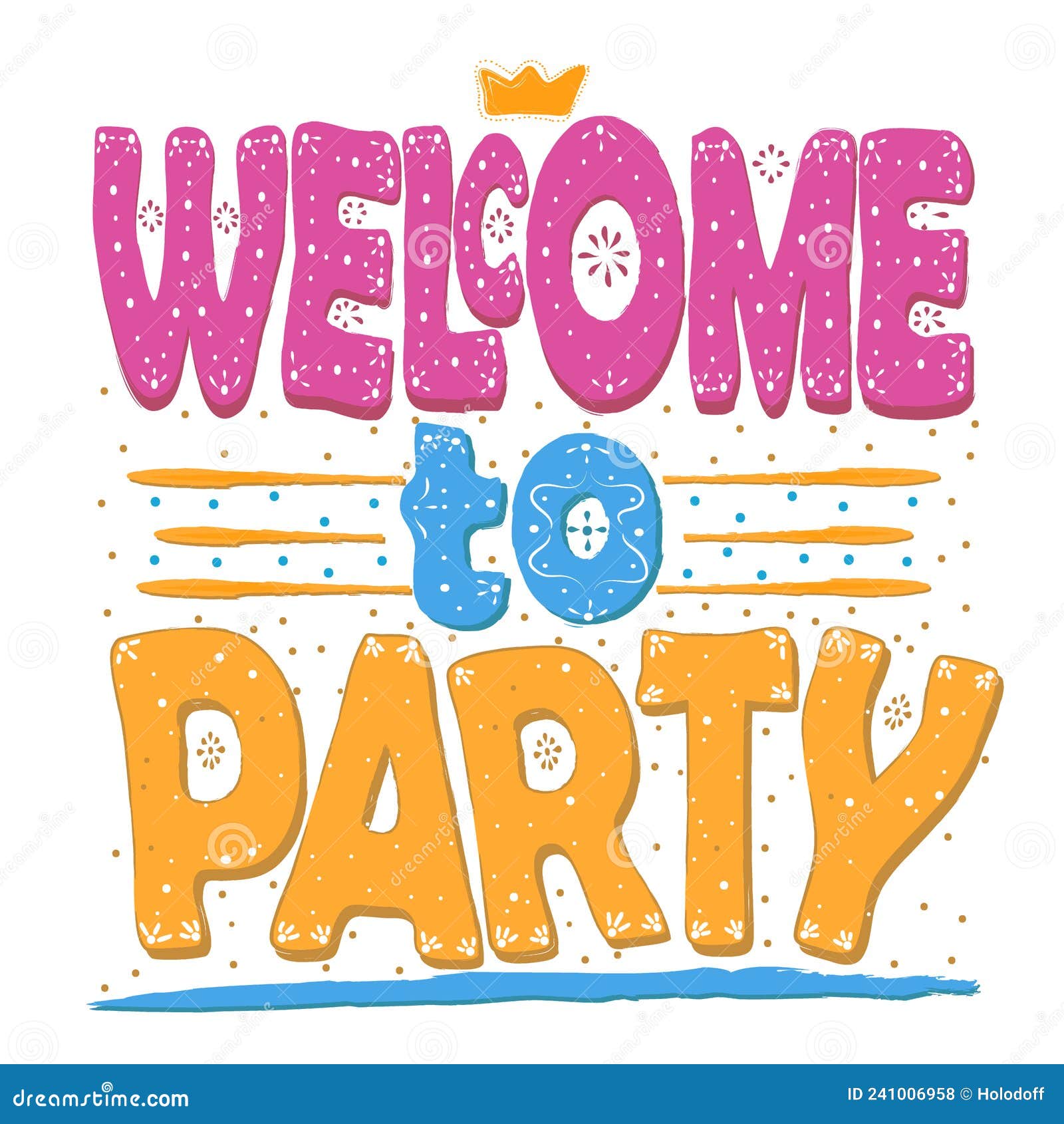 Welcome To Party. Hand Drawing, Isolate, Lettering Stock Illustration ...