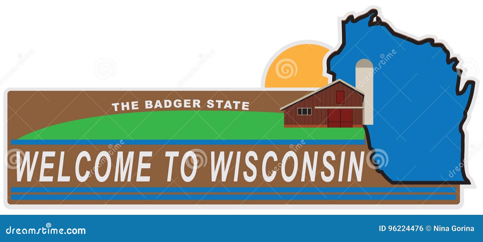 Welcome To Wisconsin Road Sign Vector Illustration | CartoonDealer.com ...