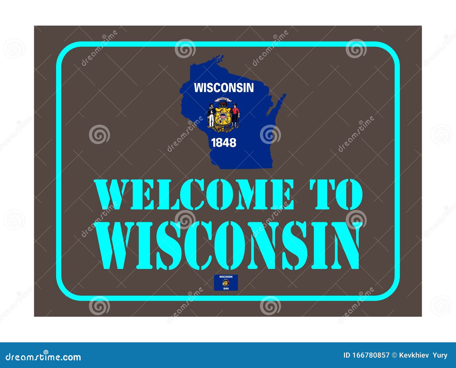Welcome To Wisconsin Sign with Flag Map Vector Illustration Eps 10 ...