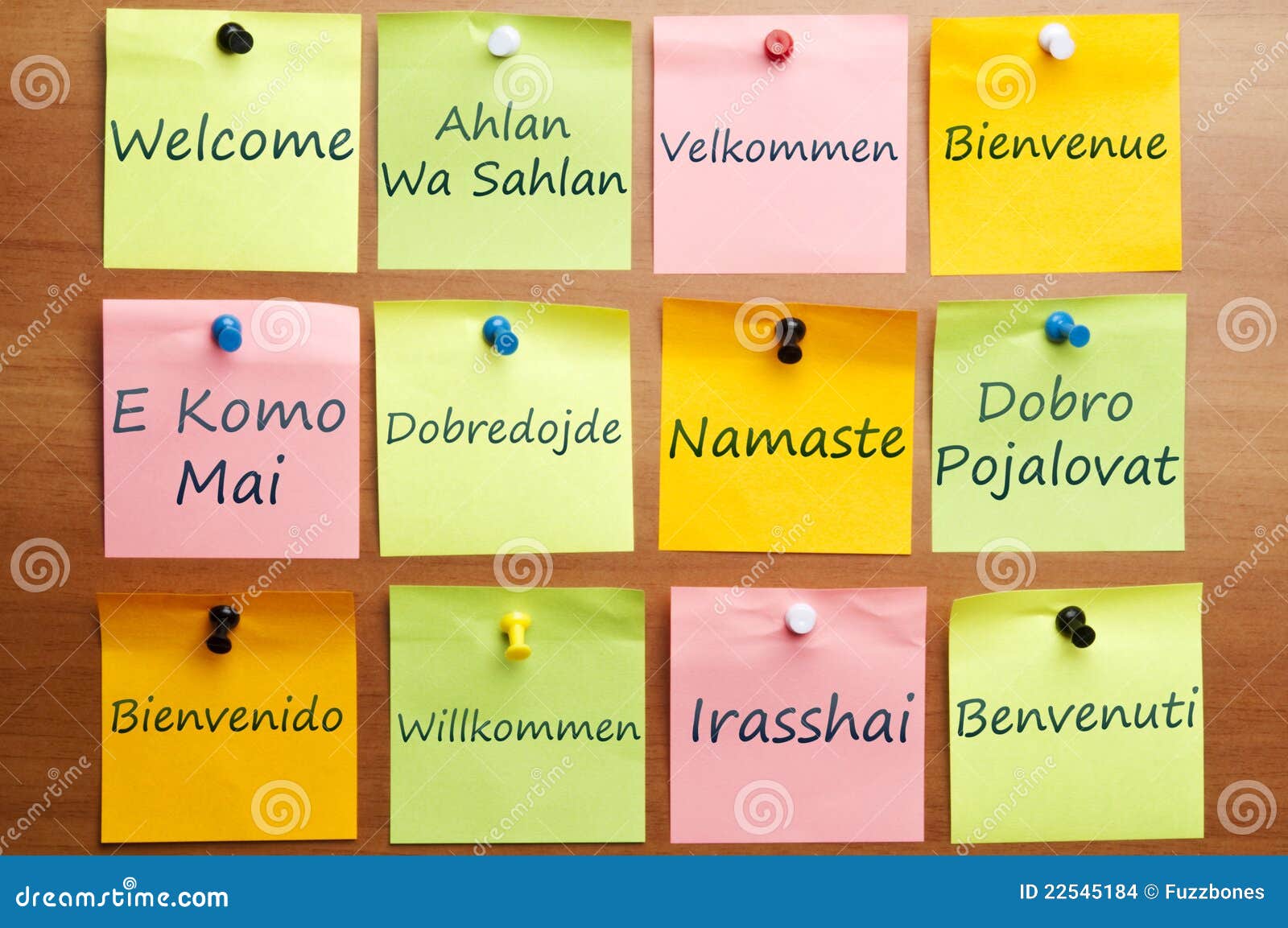 Welcome Word in 12 Languages Stock Photo - Image of document ...