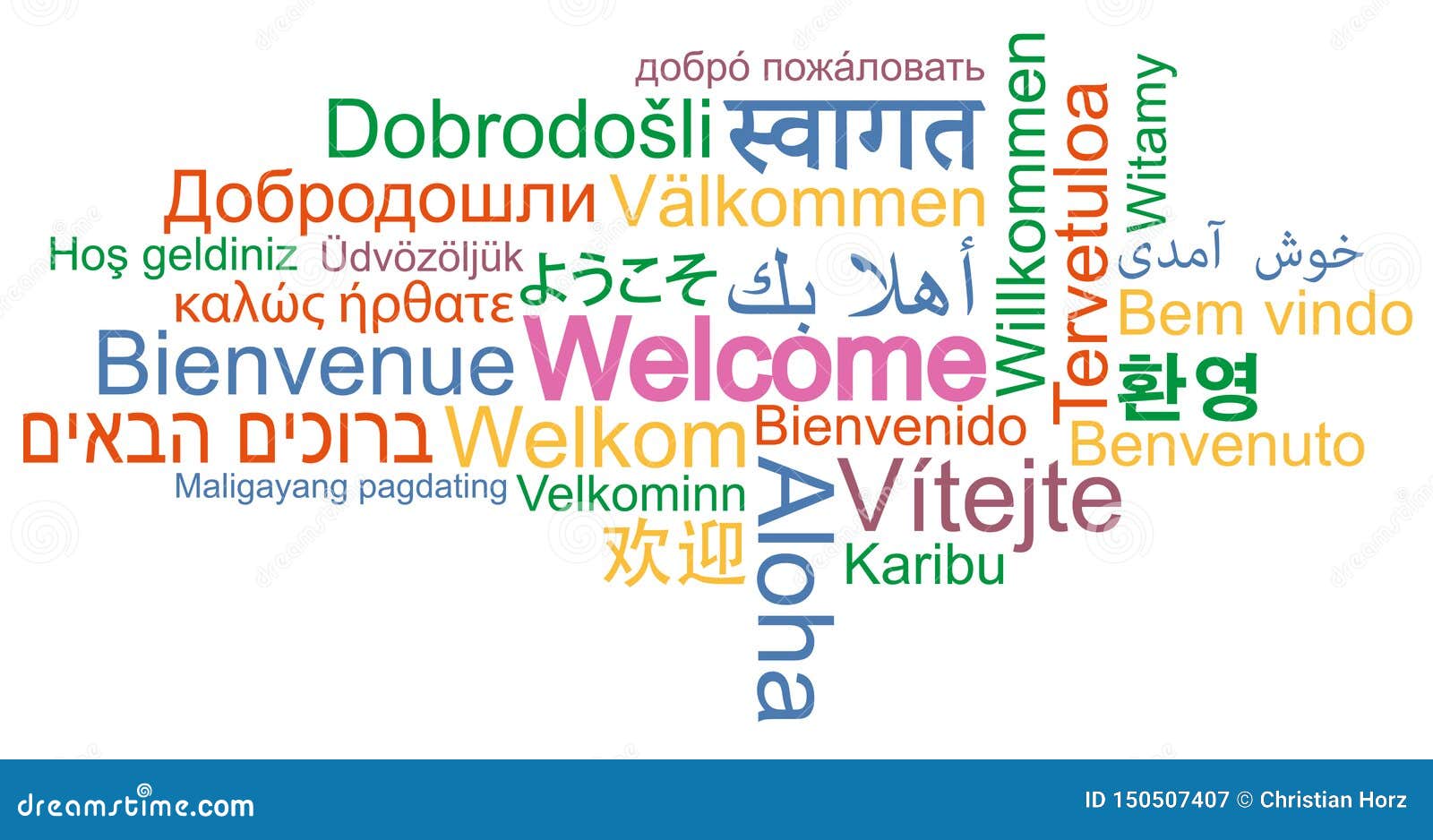WELCOME Word Cloud in Many Different Languages Stock Vector ...