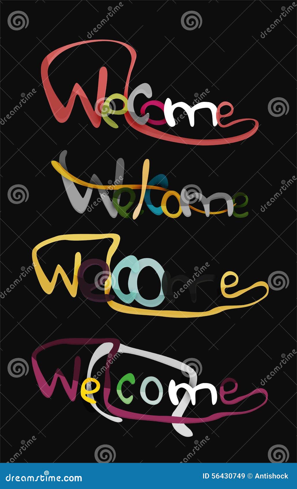 Welcome Word, Drawn Lettering Typographic Element Stock Vector ...