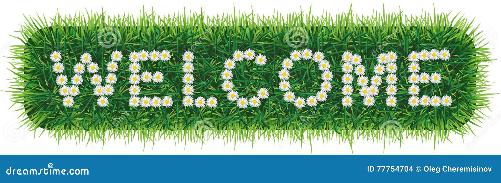 WELCOME Word Made of Daisies on Grass Background Stock Vector ...