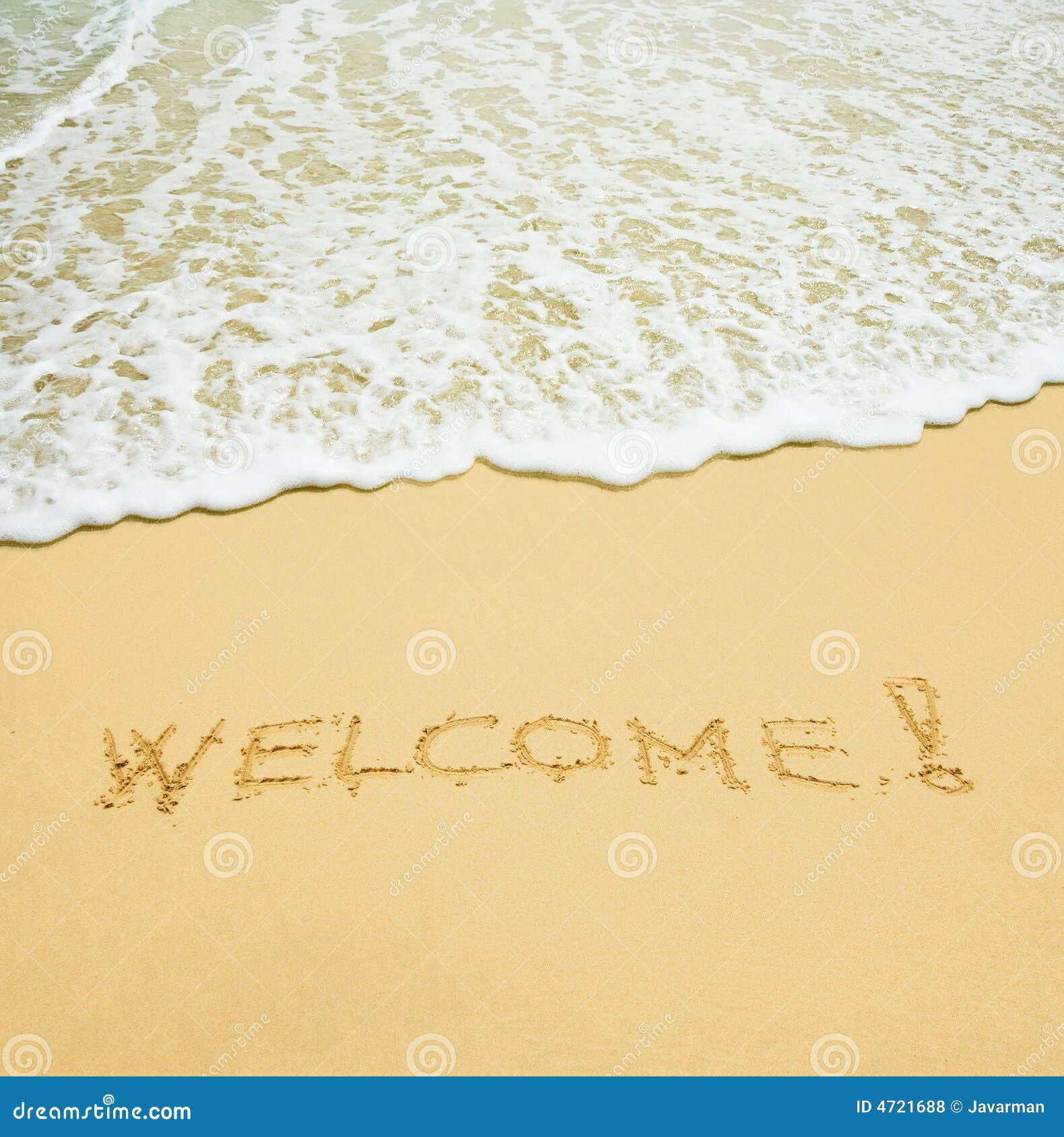 Welcome written in a sand stock photo. Image of concept - 4721688