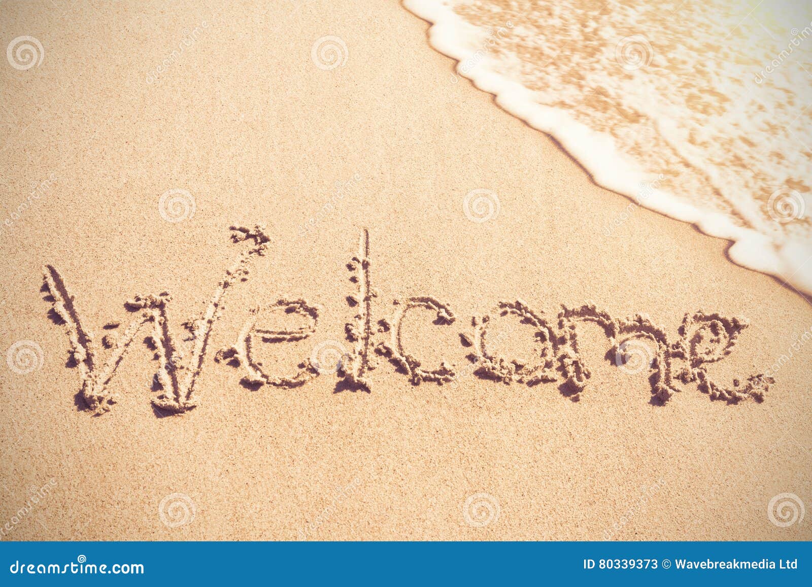 Welcome written on sand stock image. Image of generated - 80339373