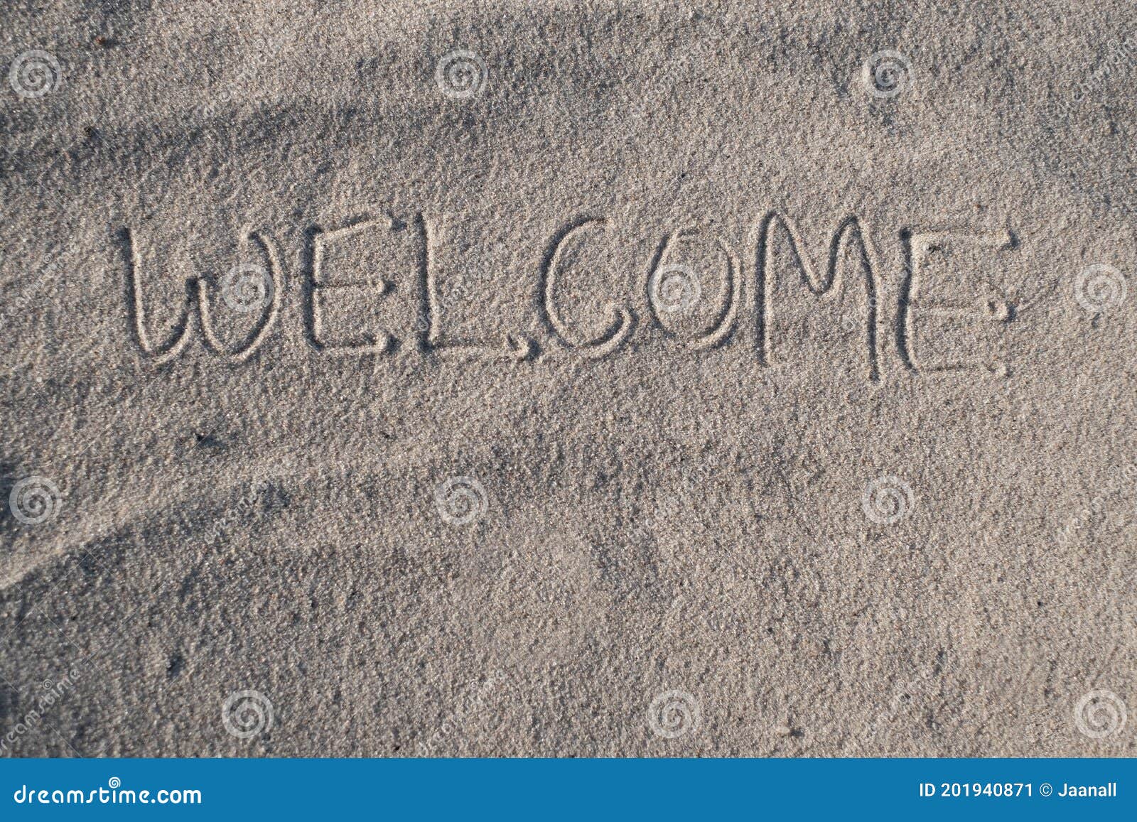`Welcome` Written on Sand with Empty Copy Space. Stock Image - Image of ...