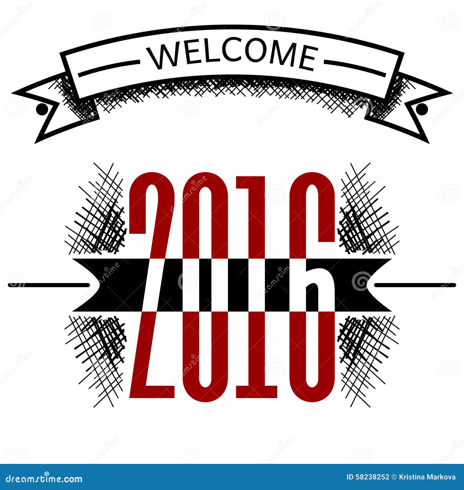 Welcome 2016 Year Vector Sketch Stock Vector - Illustration of element ...