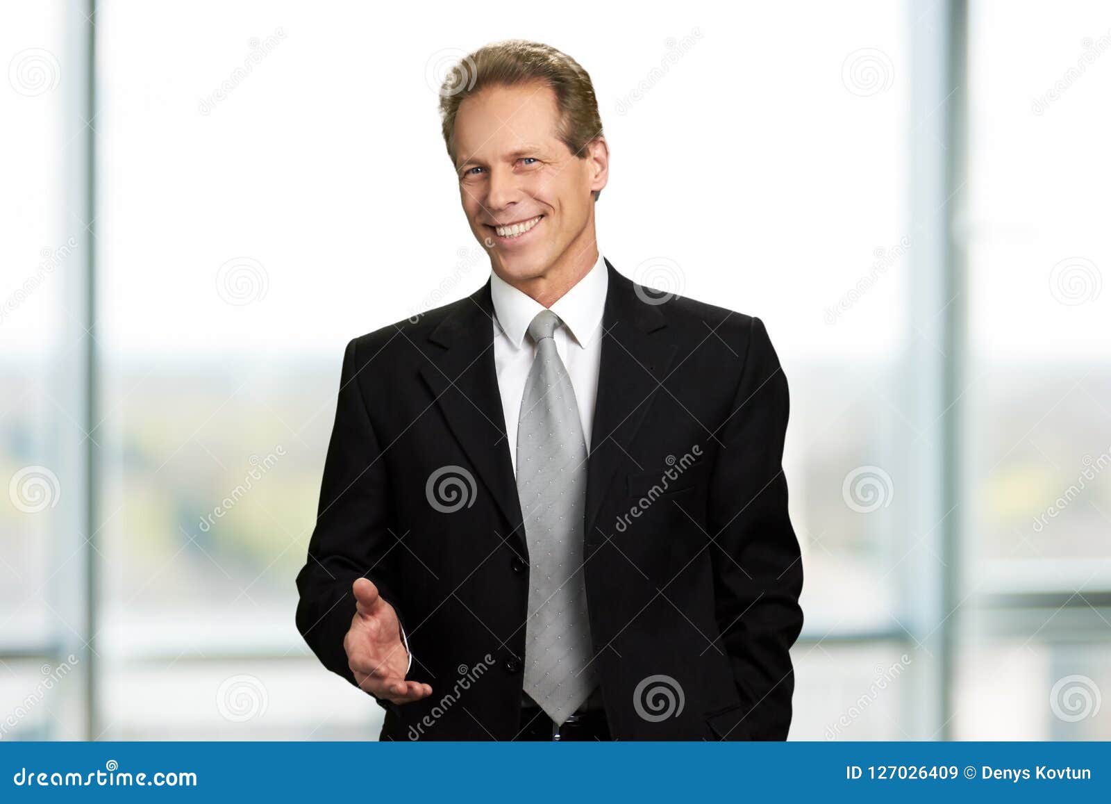 Welcoming Businessman Looking Happy. Stock Image - Image of happiness ... Welcoming Businessman Looking Happy. Stock Image - Image of happiness ...