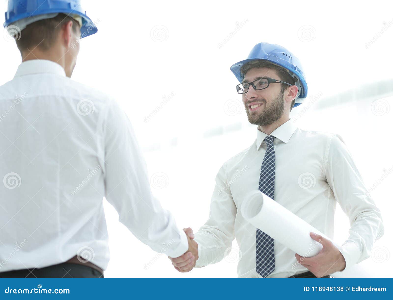 Handshake Architect and Civil Engineer Stock Photo - Image of ...
