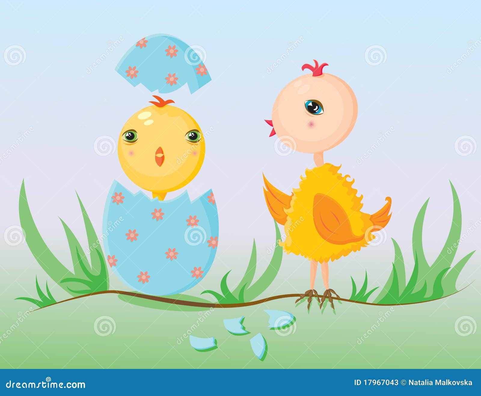 Welcoming the Newborn Chicken Stock Vector - Illustration of friendly ...