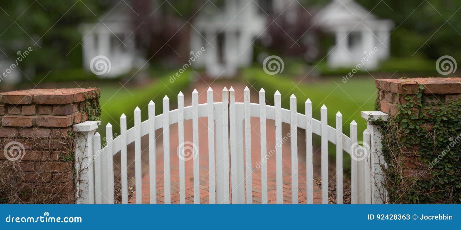 Welcoming white gate stock image. Image of house, frontal - 92428363