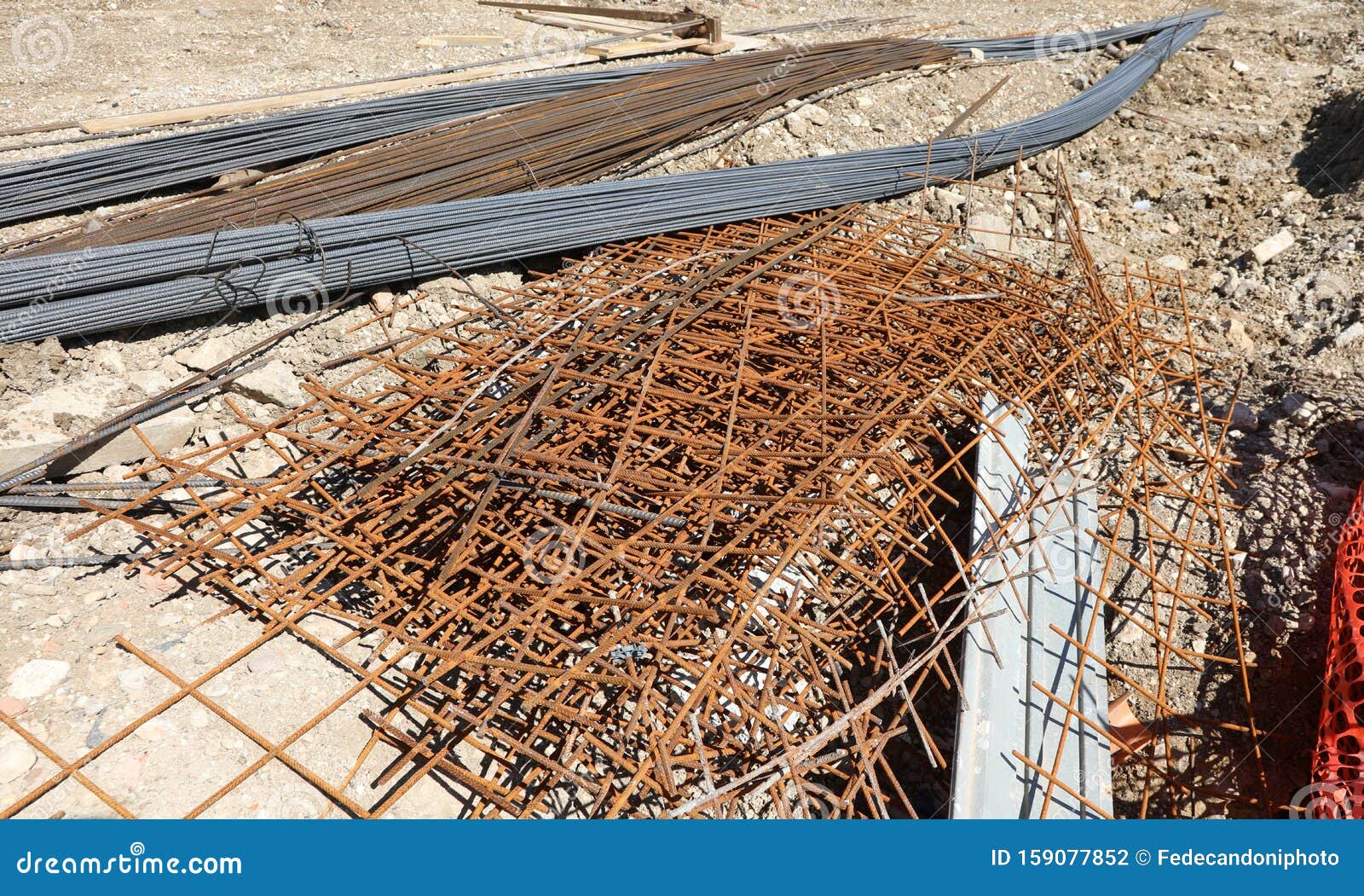 Welded Mesh and Construction Material in a Construction Site Stock ...