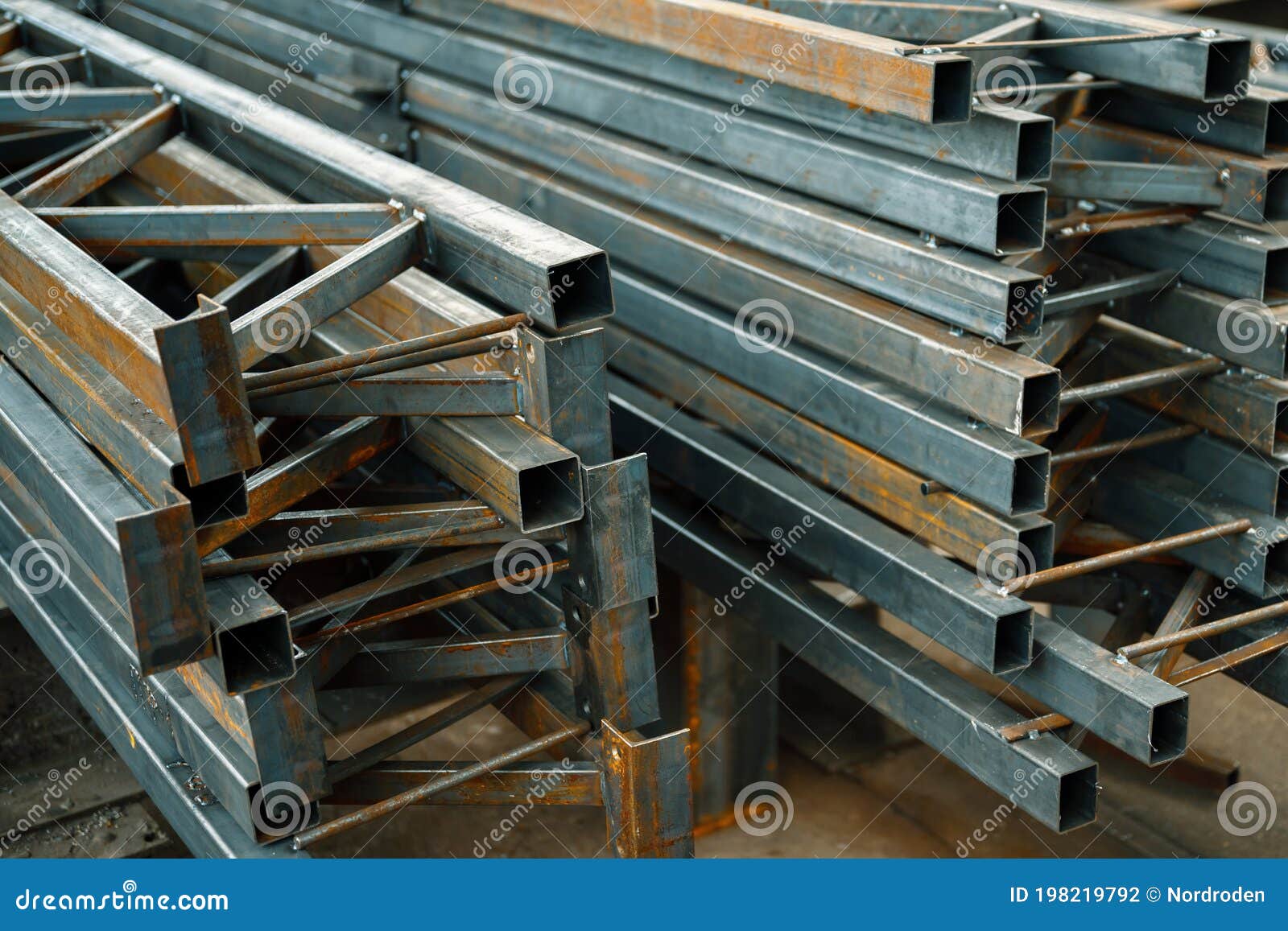 Welded Metal Beams. Fabricated Steel Structures Stock Photo - Image of ...