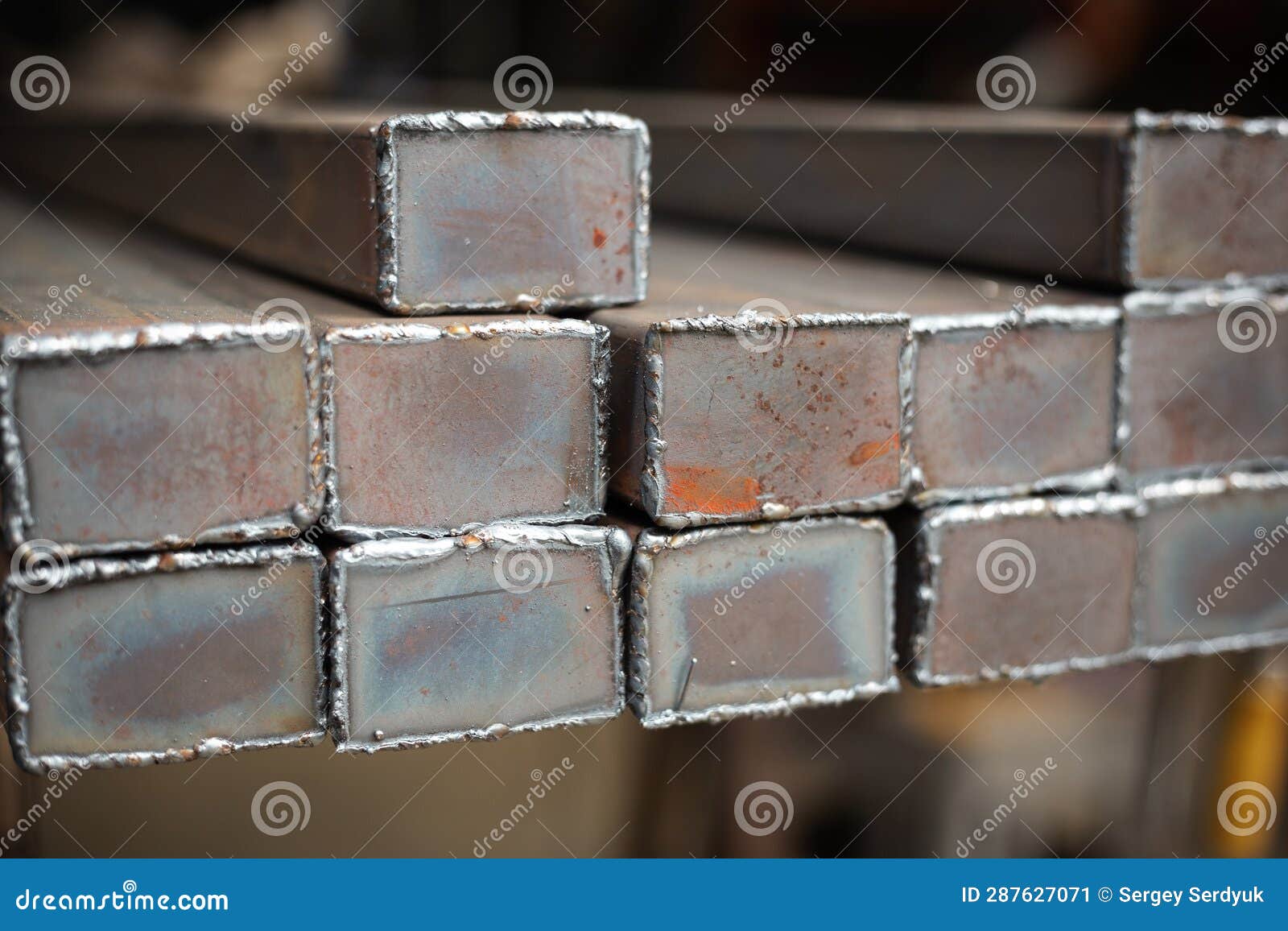 Welded Metal Profile, Blocked Iron Pipe with Little Rust Stock Image ...