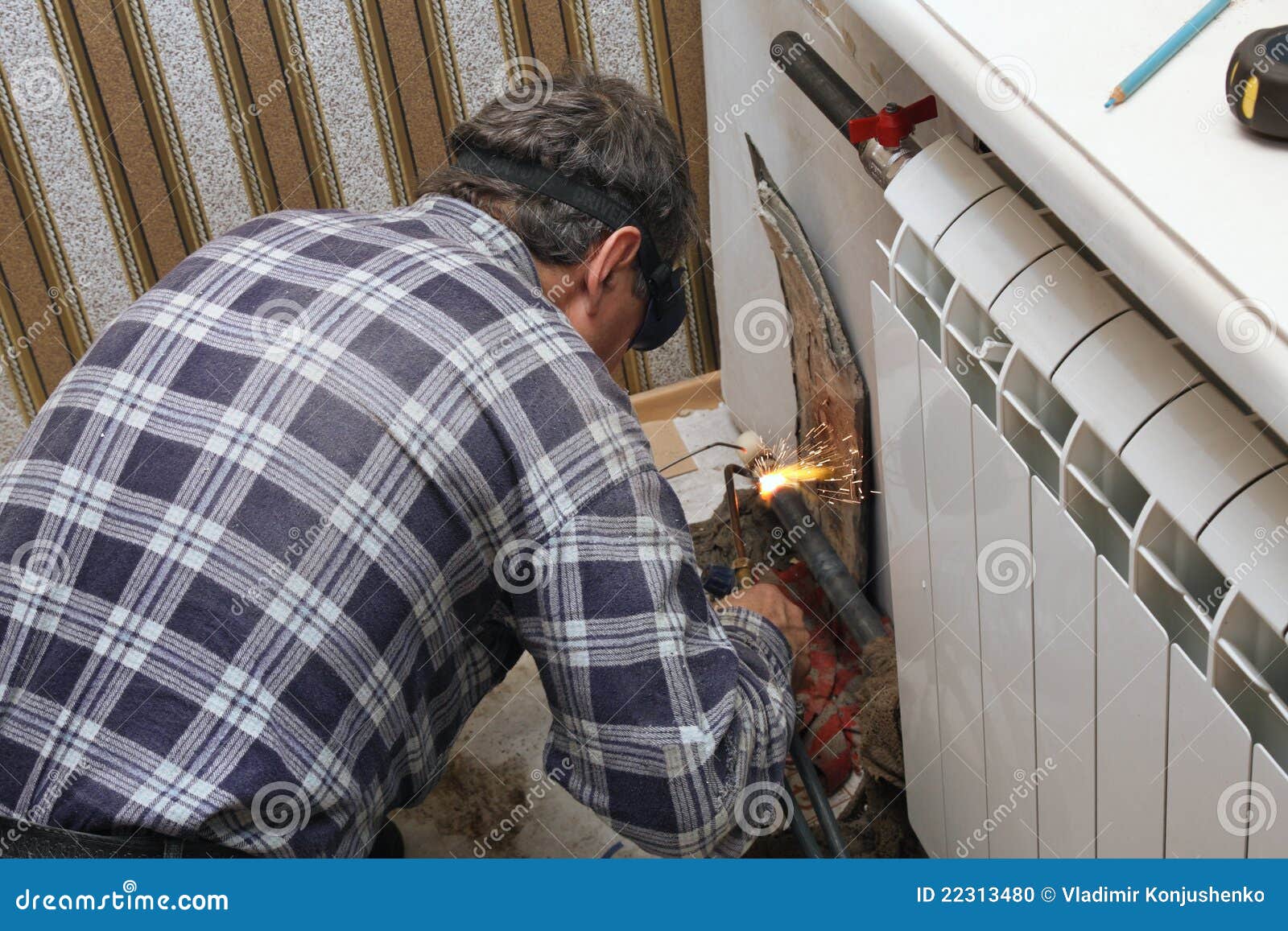 Welder stock photo. Image of plumbing, hand, installing - 22313480