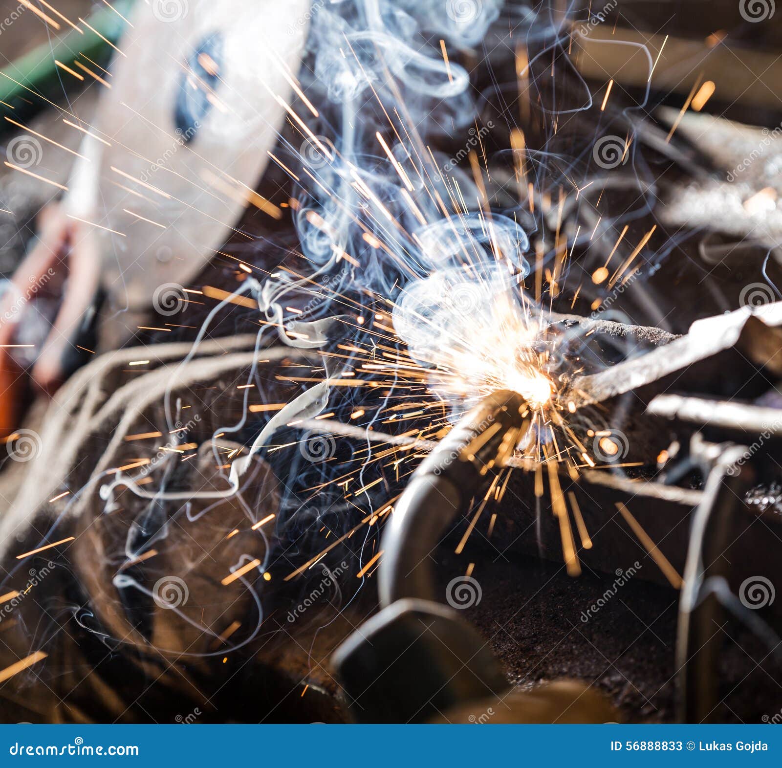 Welder in Action with Bright Sparks. Stock Image - Image of ...