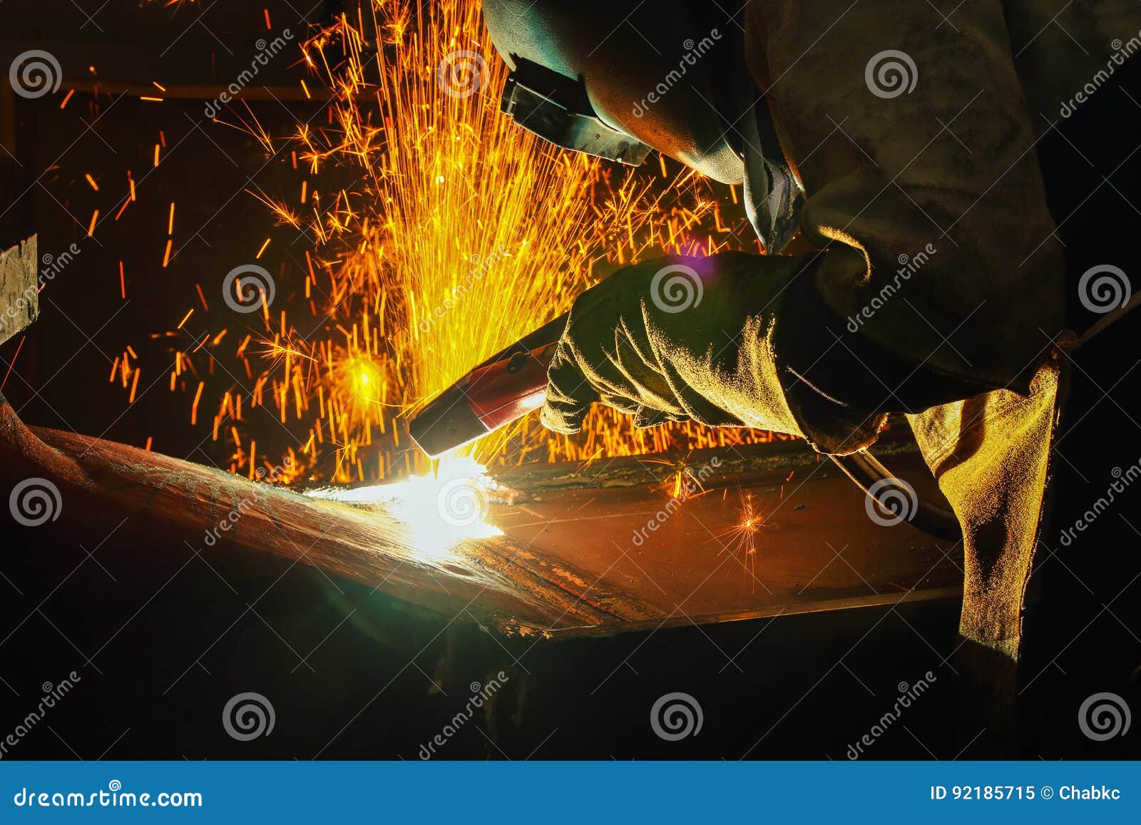 Welder arc Gouging stock image. Image of fireproof, gloves - 92185715