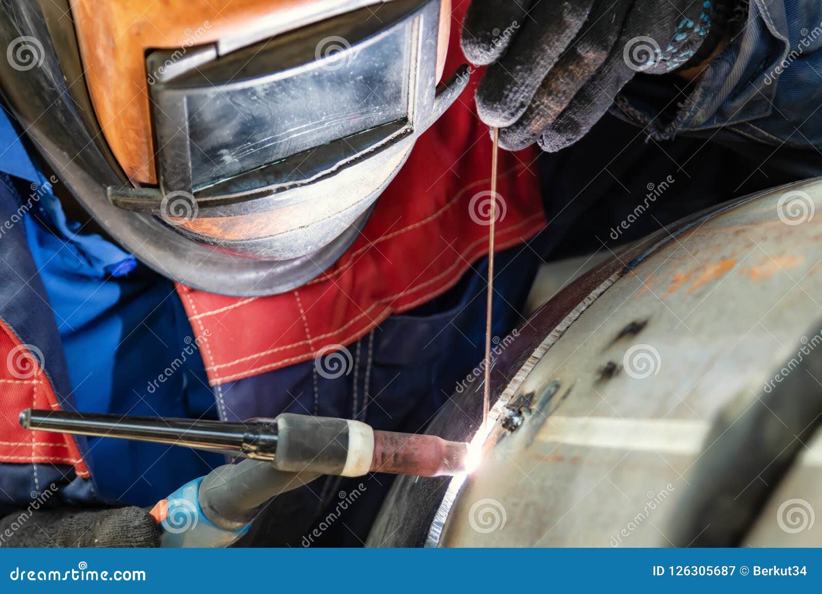 Welder, Arc Welding and Weld Seam Close-up Stock Image - Image of ...