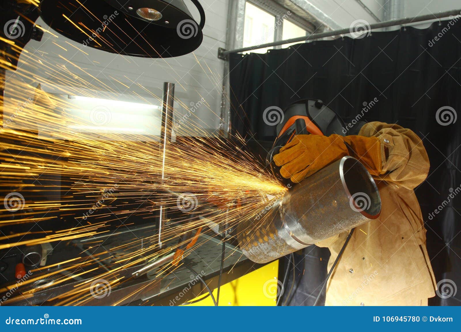 Welder. Cleaning of the Finished Weld Seam Stock Photo - Image of ...