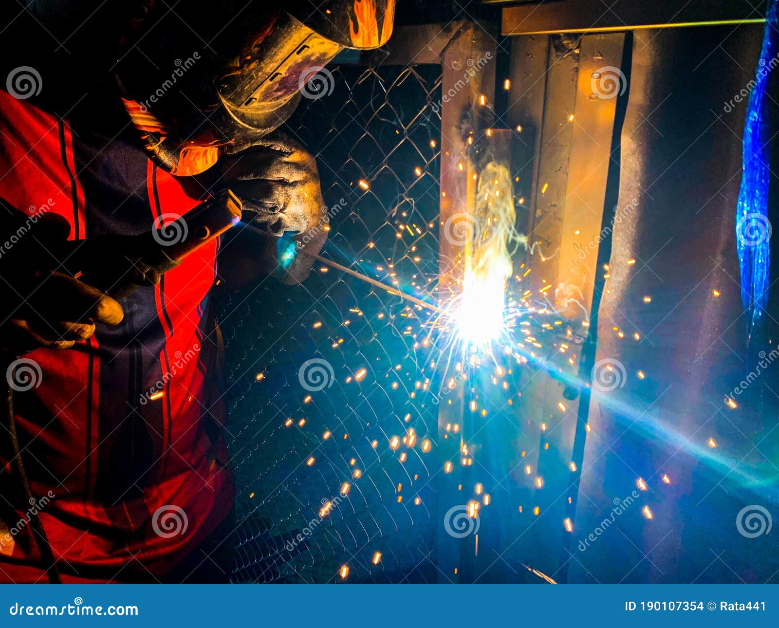Workers are Welding Structural Steel. Stock Photo - Image of repairing ...