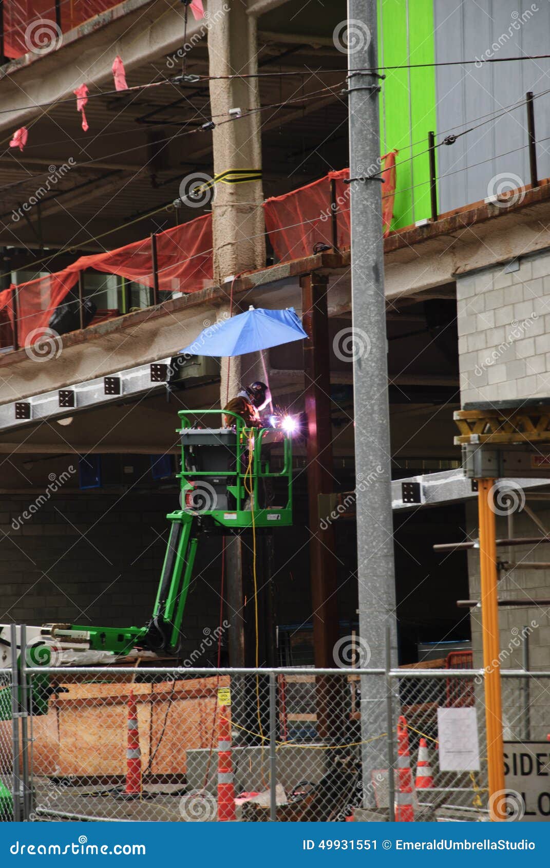 Welder on Crane Building Skyscraper Stock Image - Image of mask, closed ...