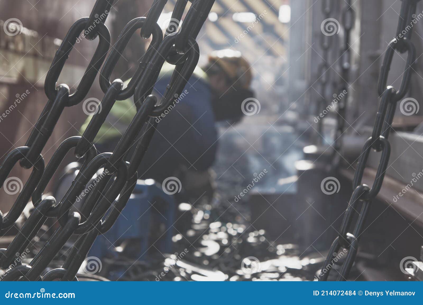 Welder Doing Welding on Deck of Ship Lashing Cargo Stock Photo - Image ...