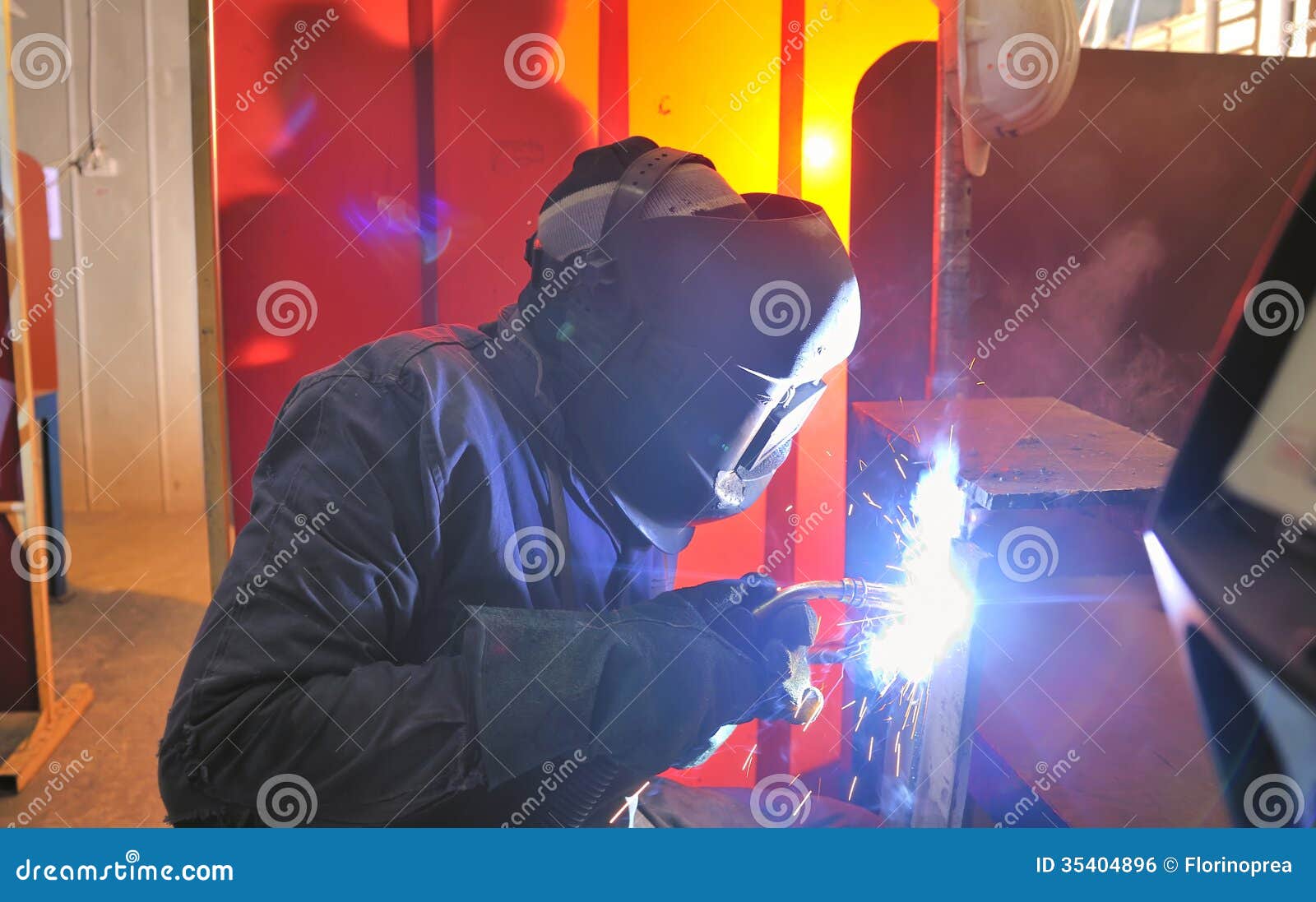 Welder at factory stock photo. Image of industrial, spark - 35404896