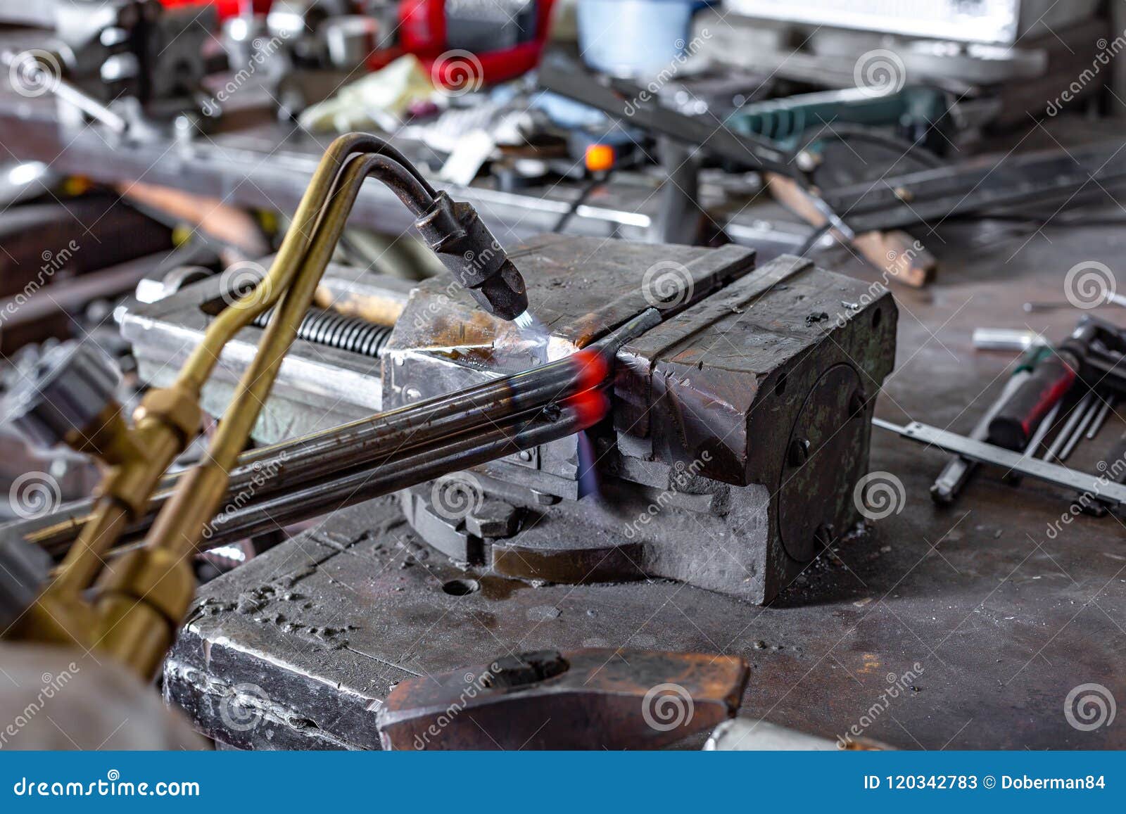 Autogenous is Going To Cut a Piece of Metal Welding. Stock Image ...
