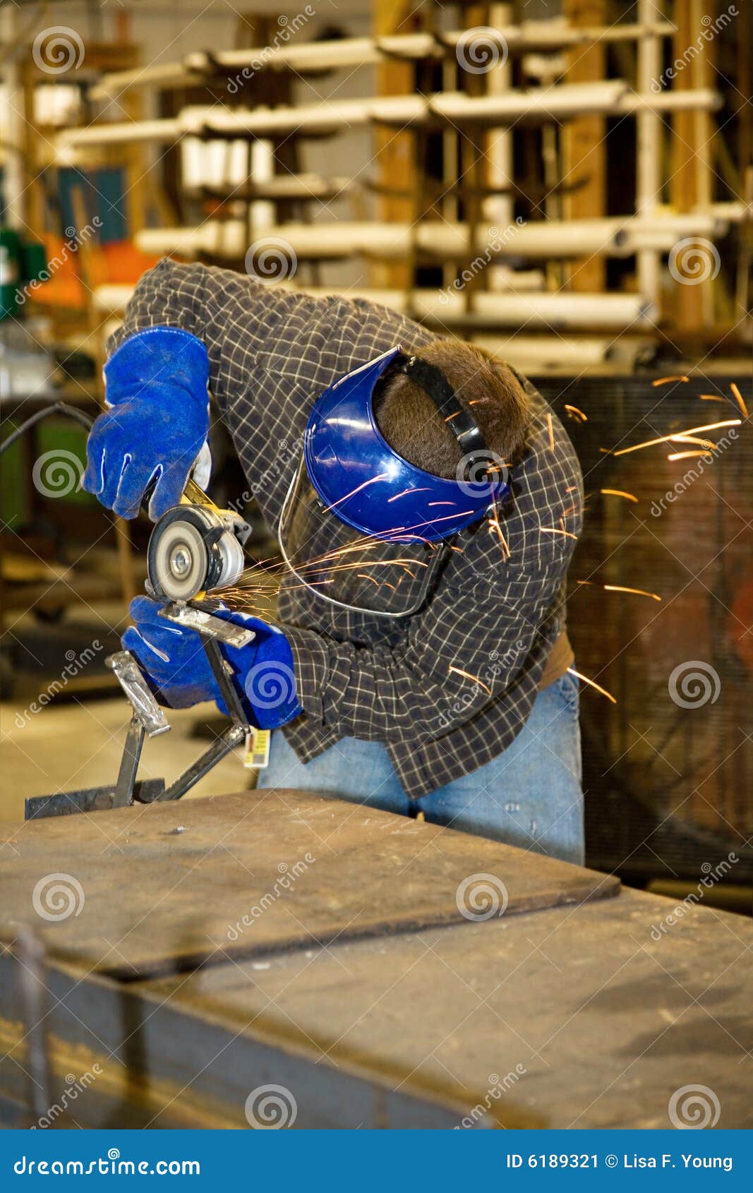 A Welder Is Grinding Weld Joint On Offshore Pipeline Stock Photography ...
