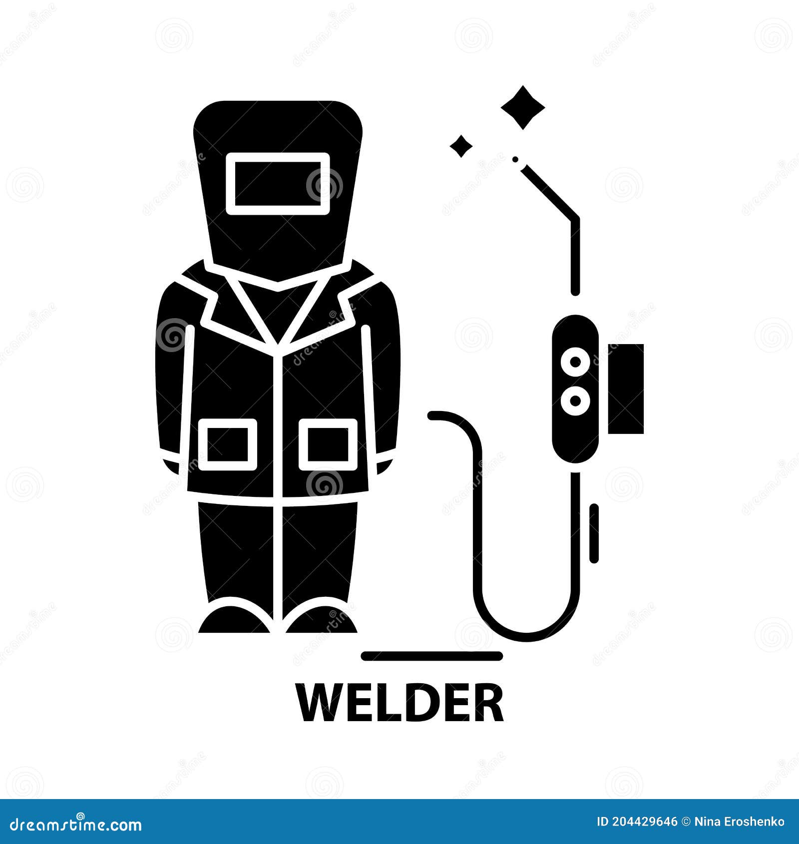Welder Icon, Black Vector Sign with Editable Strokes, Concept ...