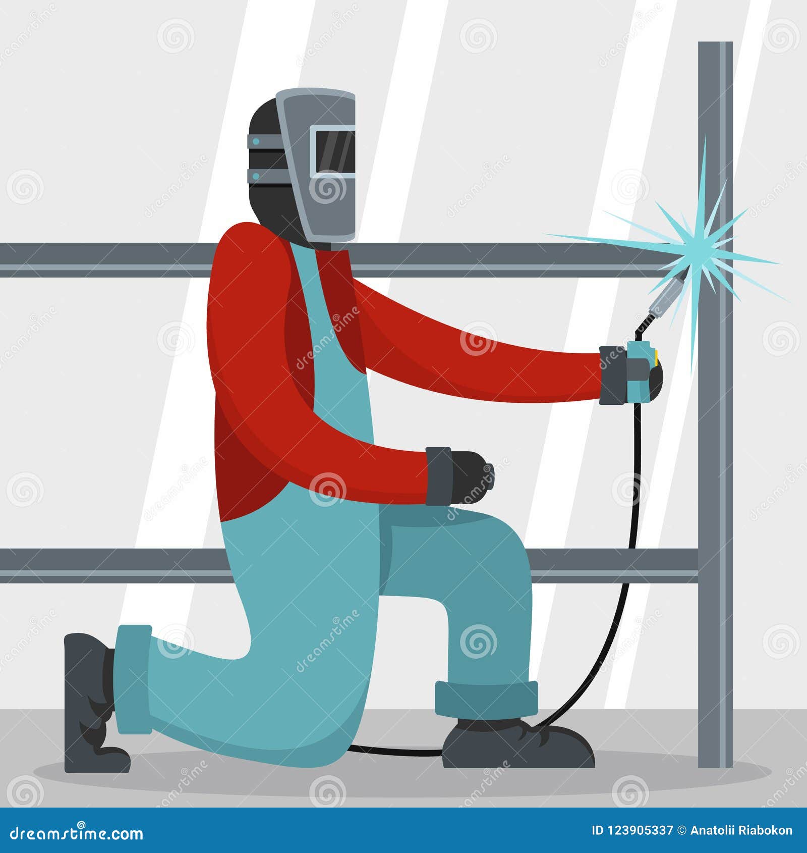 Welder icon, flat style stock illustration. Illustration of spark - 123905337