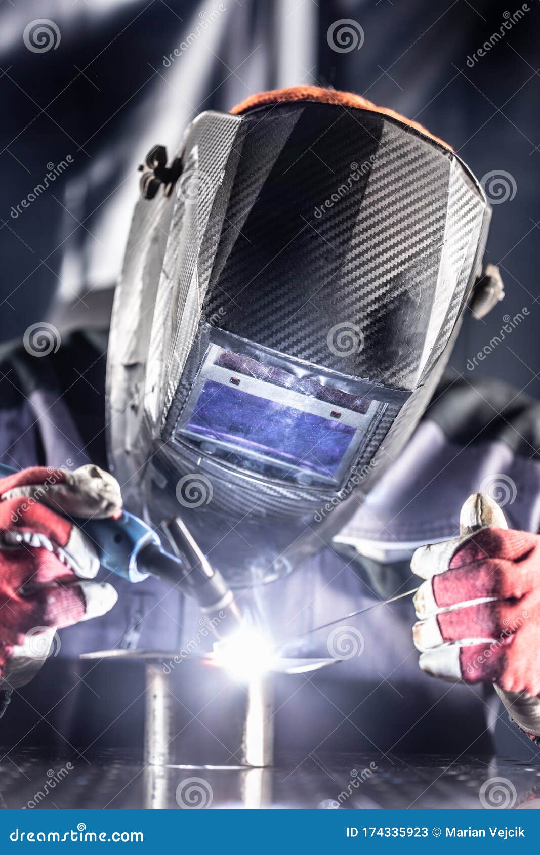 Welder Industrial Worker Welding with Argon Machine Stock Image - Image ...