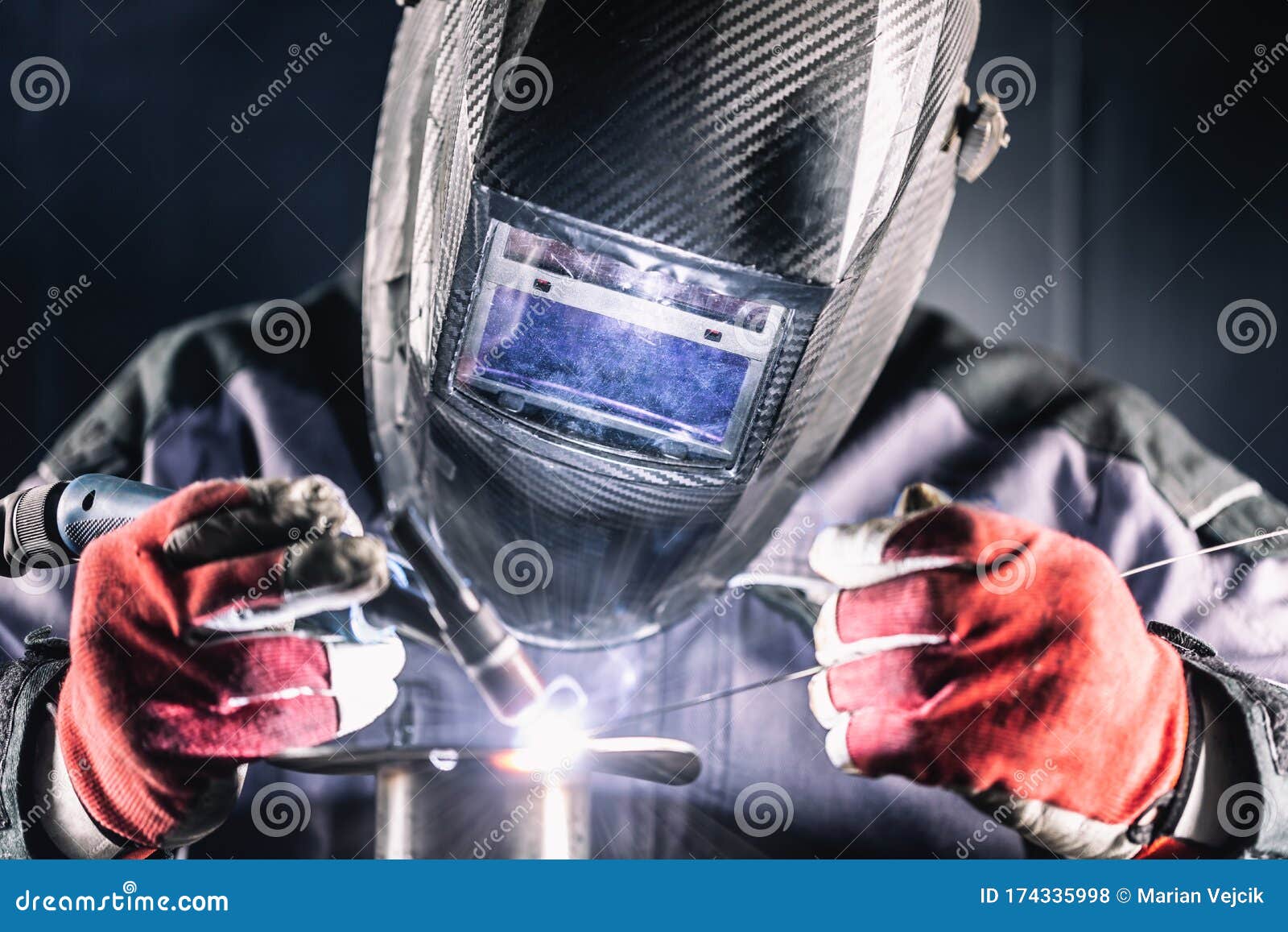 Welder Industrial Worker Welding with Argon Machine Stock Photo - Image ...