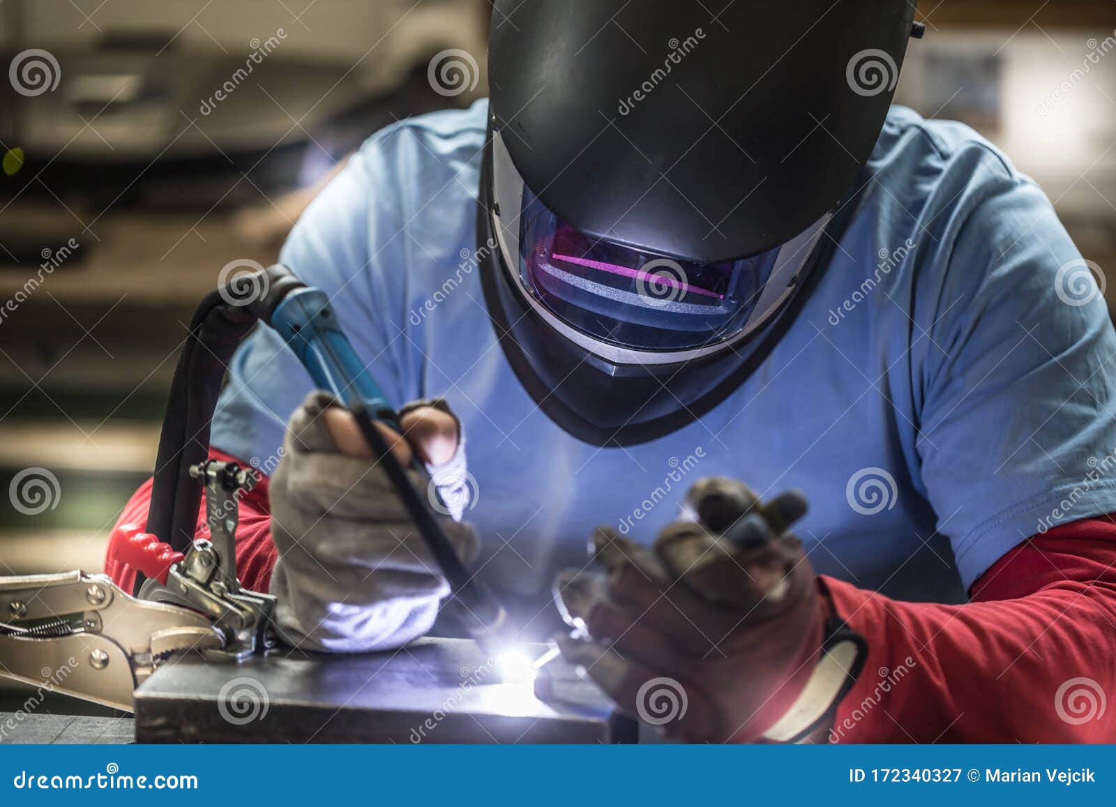 Welder Industrial Worker Welding with Argon Machine Stock Image - Image ...