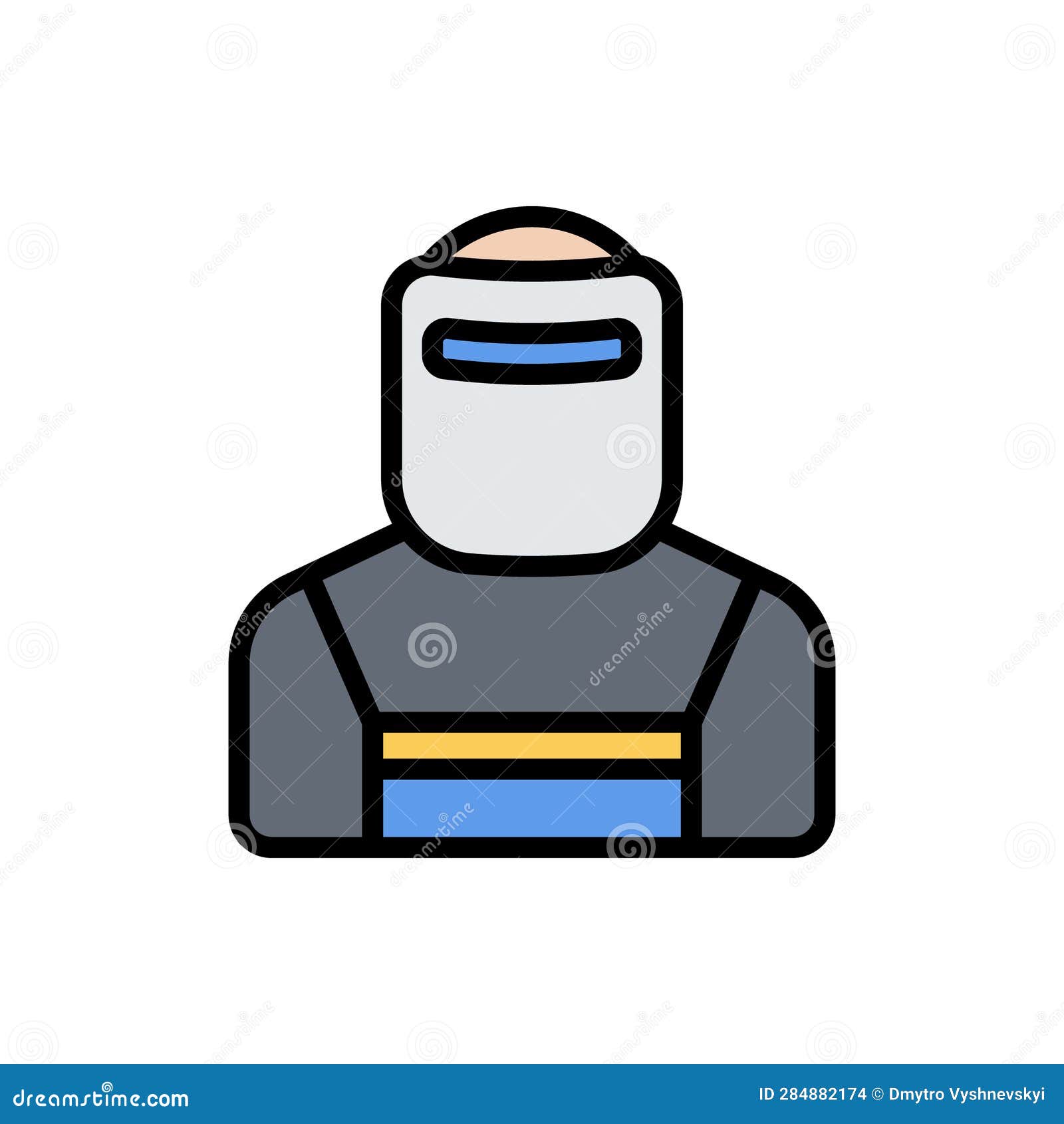 Welder Line Color Filled Icon Isolated on White Stock Vector ...