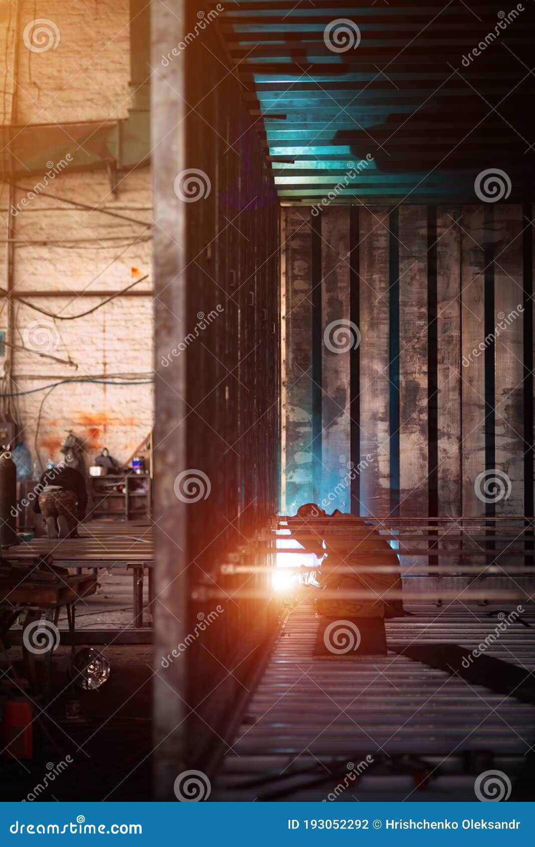 Welder Makes Welding Inside An Iron Container Royalty-Free Stock Photo ...