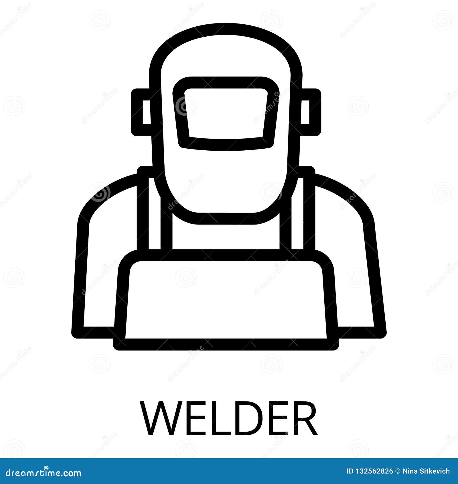 Welder Man Icon, Outline Style Stock Vector - Illustration of black ...