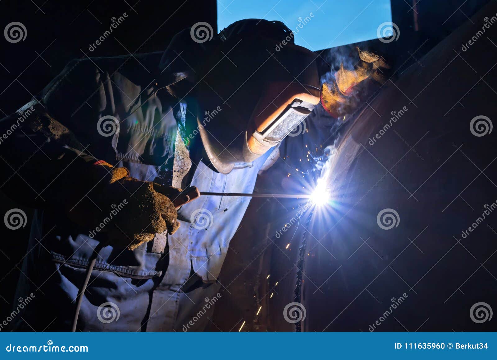 The Welder is Gaining Increased Cladding Weld Stock Photo - Image of ...