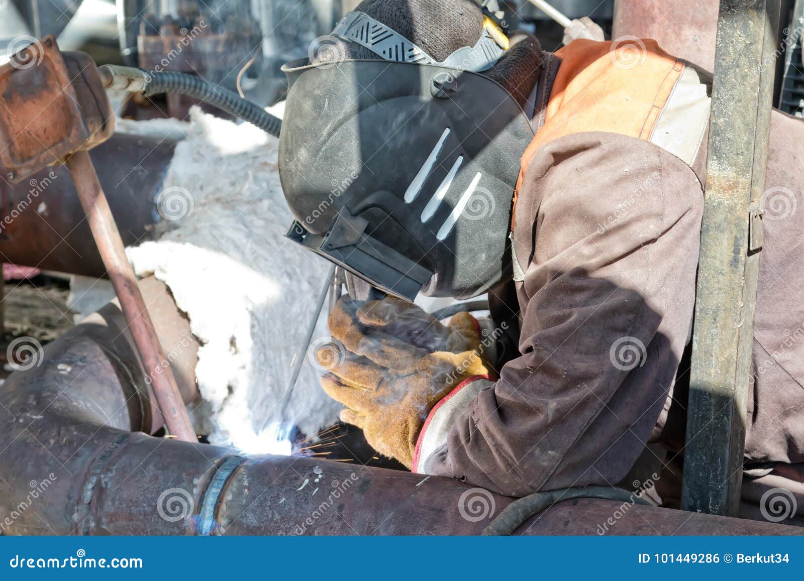 The Welder is Gaining Increased Cladding Weld Stock Photo - Image of ...