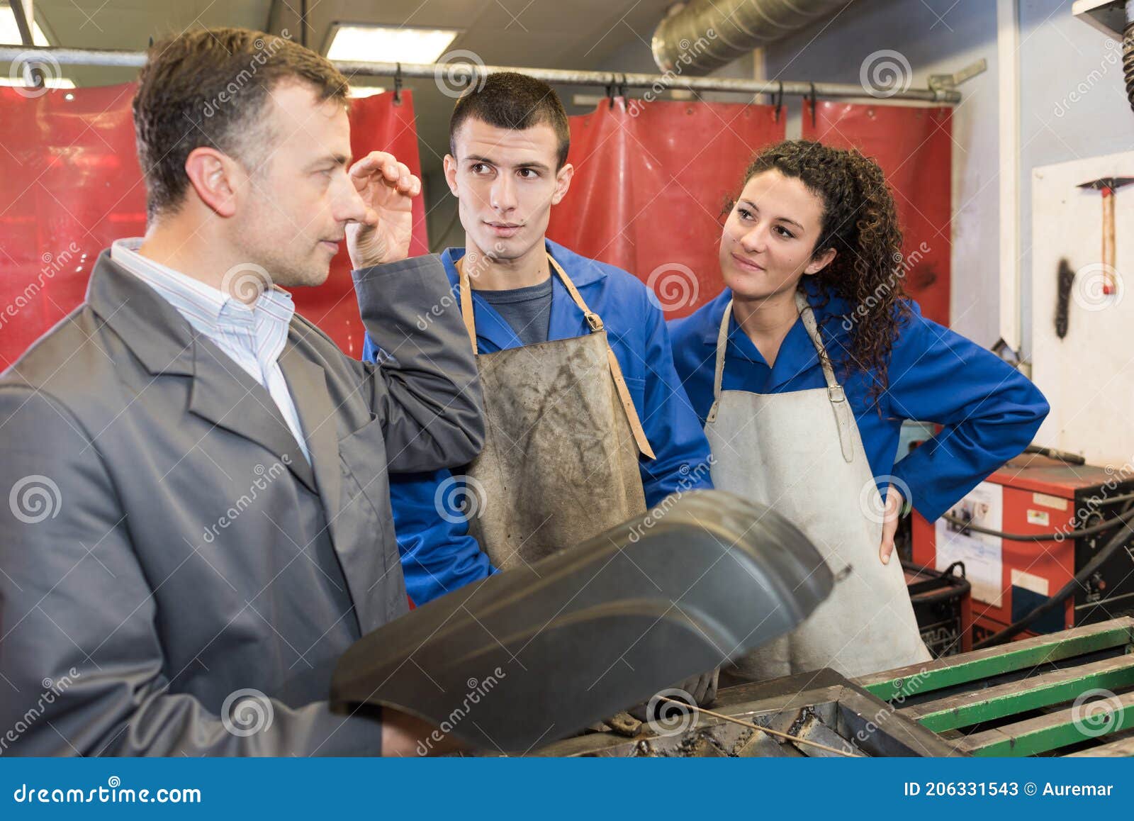Welder Master with Trainees at Work Stock Image - Image of team ...