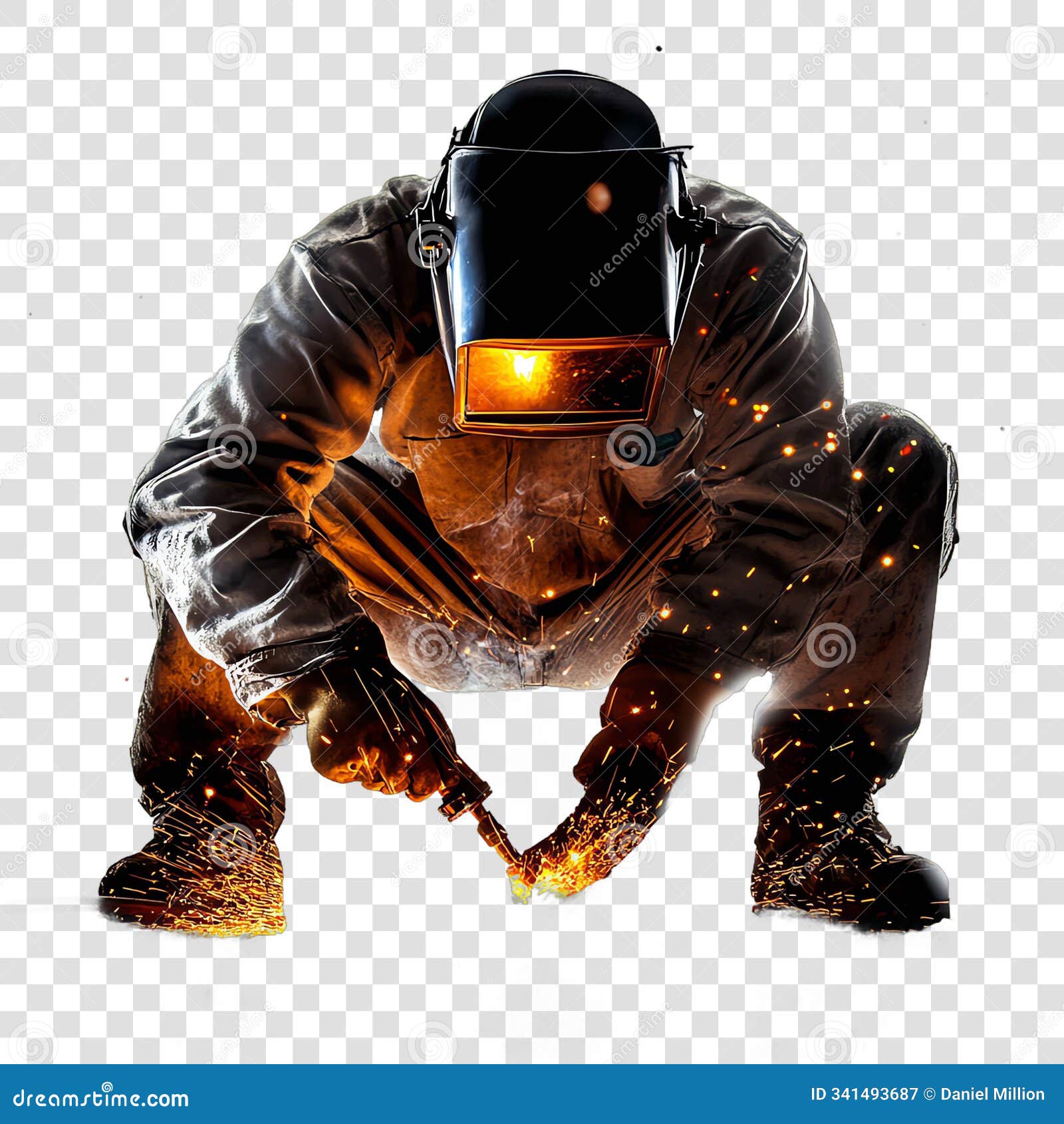 Welder Metal Work with Fire Stock Illustration - Illustration of repair ...