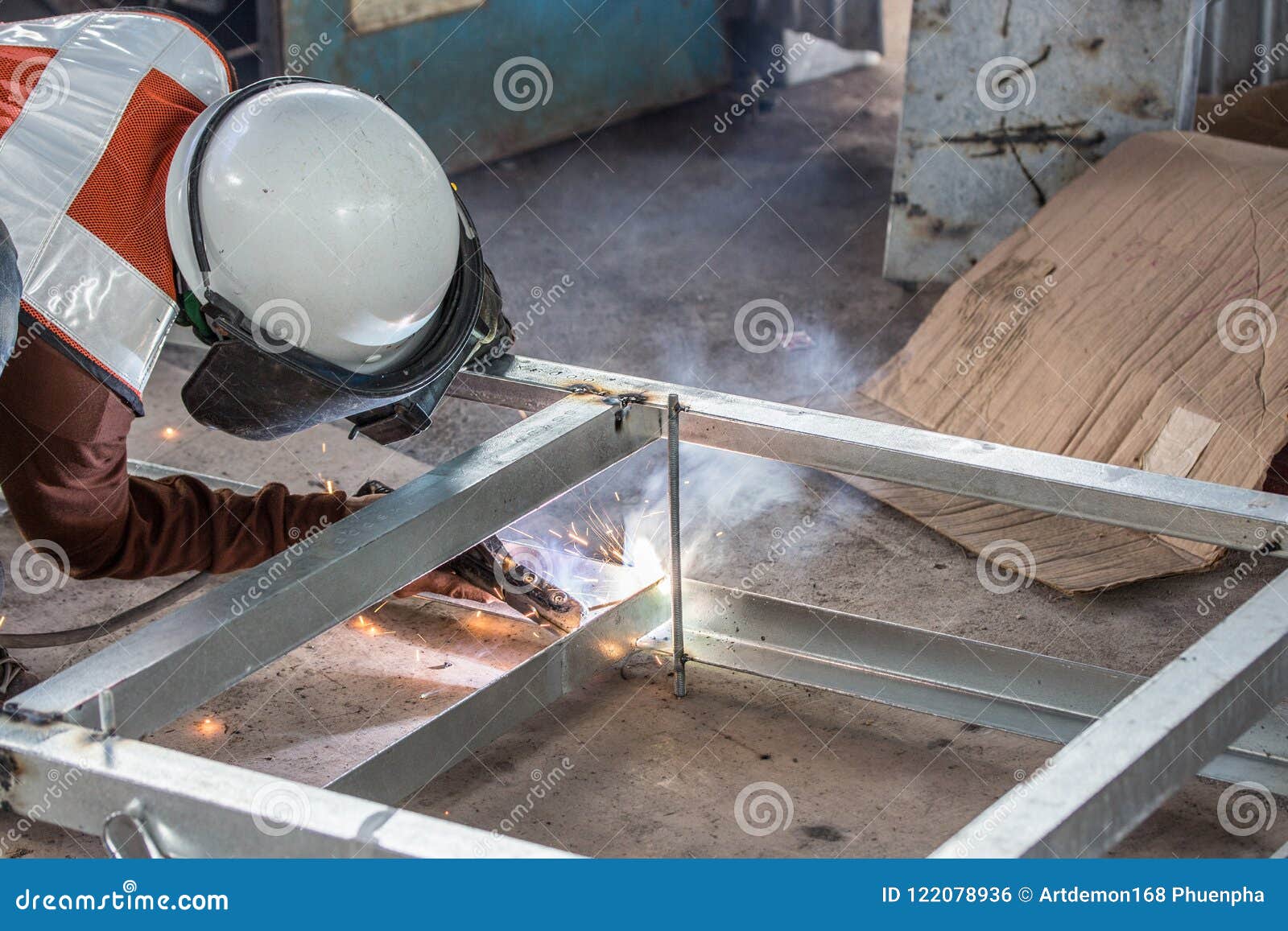 The Welder in the Operate,Employee Welding U-steel Using Welder Machine ...