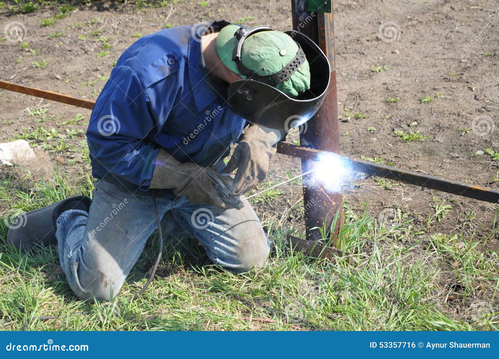 Welder outdoor working stock photo. Image of construction - 53357716