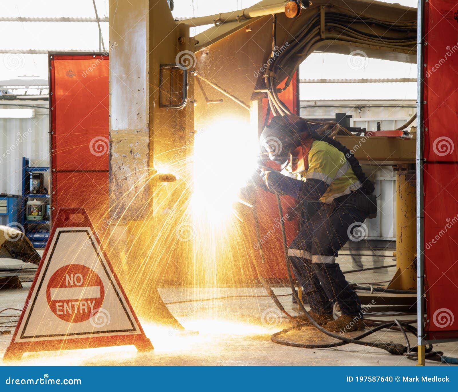 Welder Performing Gouging Work Stock Photo - Image of industrial ...