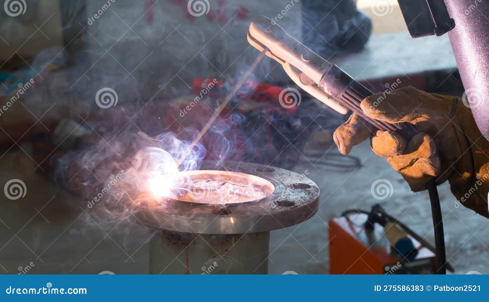 Welder Performs Welding Work Semi-automatic Electric Arc Welding. MIG ...