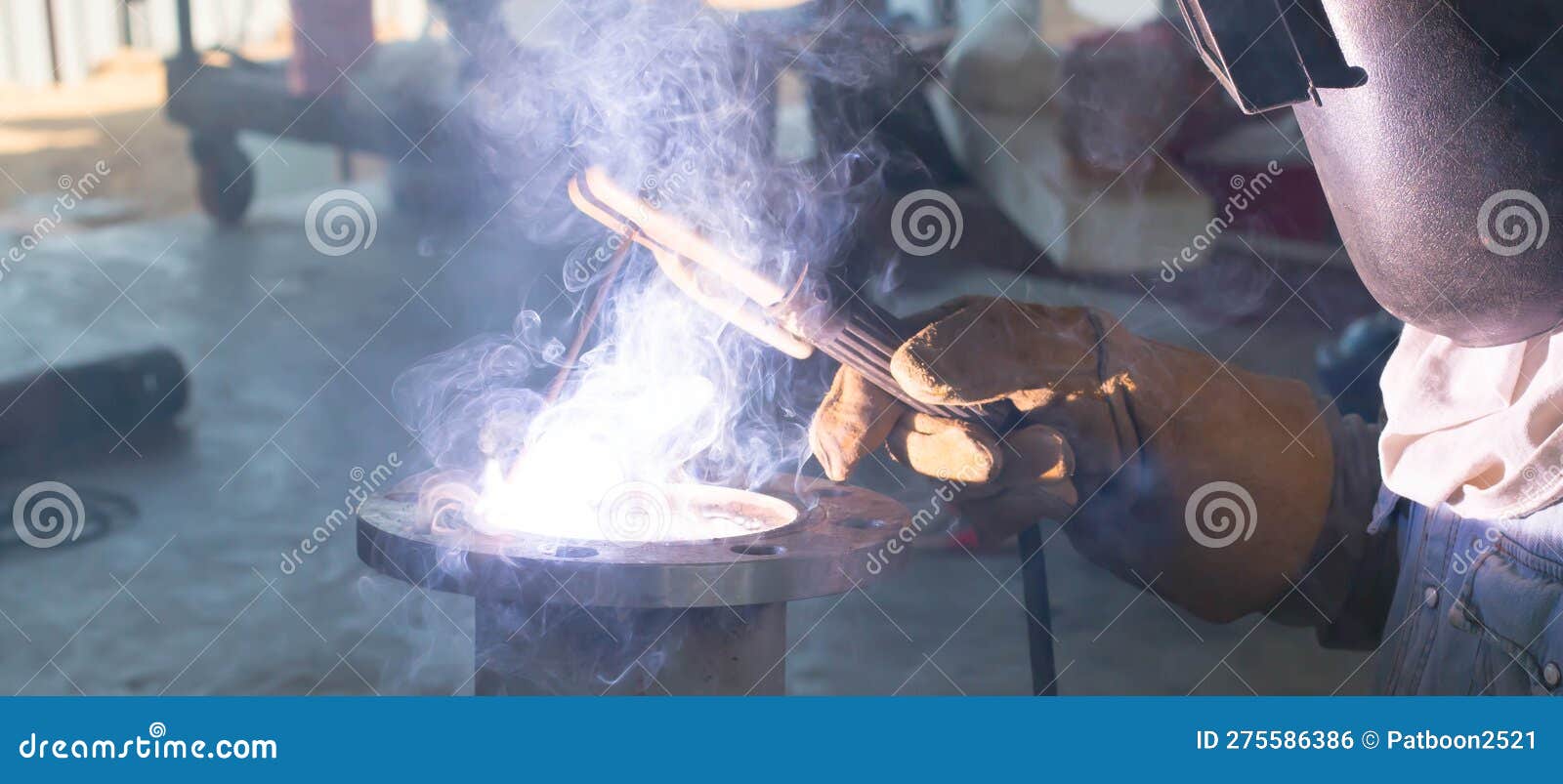 Welder Performs Welding Work Semi-automatic Electric Arc Welding. MIG ...