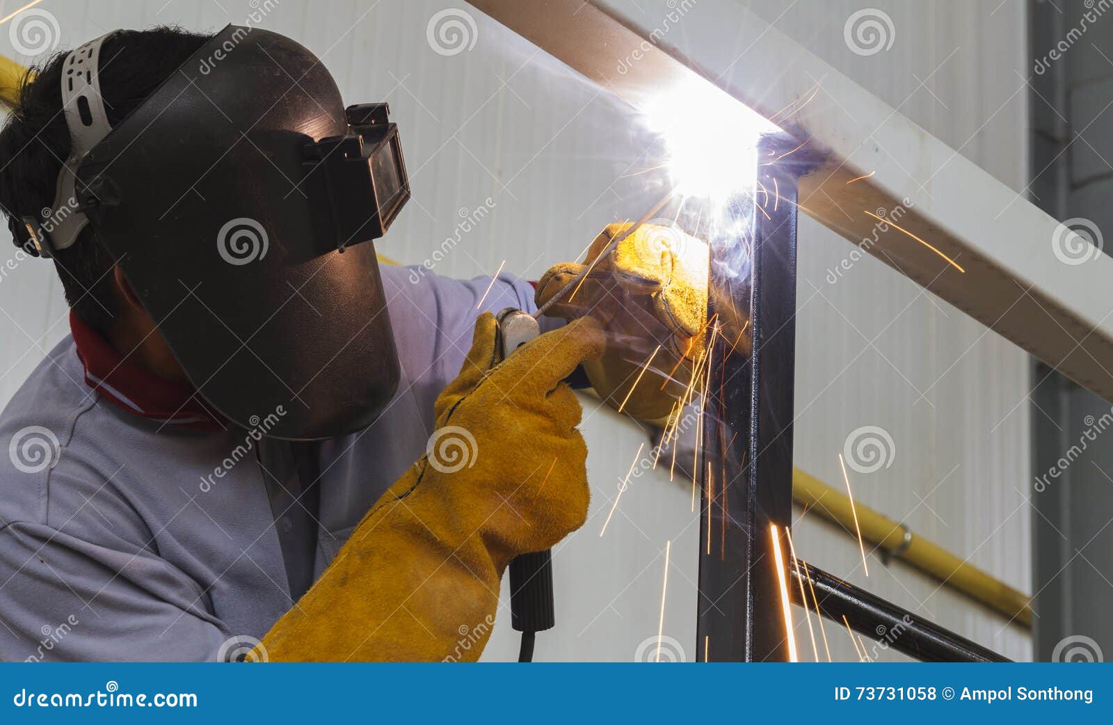 Welder in Position Over Head Action. Stock Photo - Image of ...