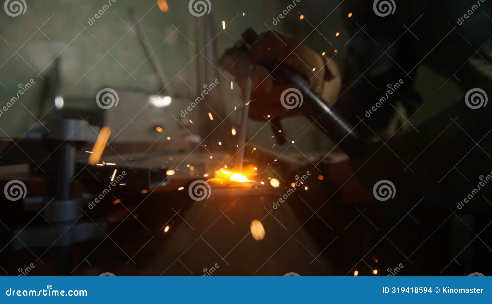 Metal Welding Process Close Up with Many Sparks Spattering. Stock Photo ...
